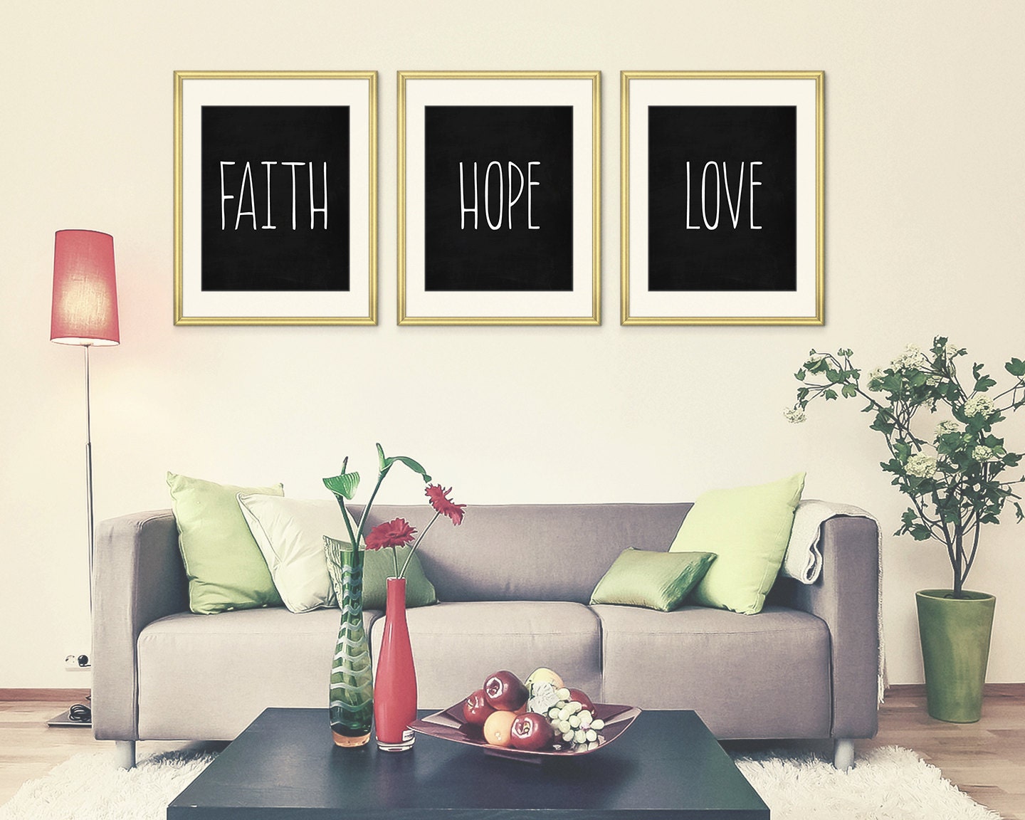 Faith Hope Love Set Wall Art, 3 Set Art Prints, Printable Scriptures ...