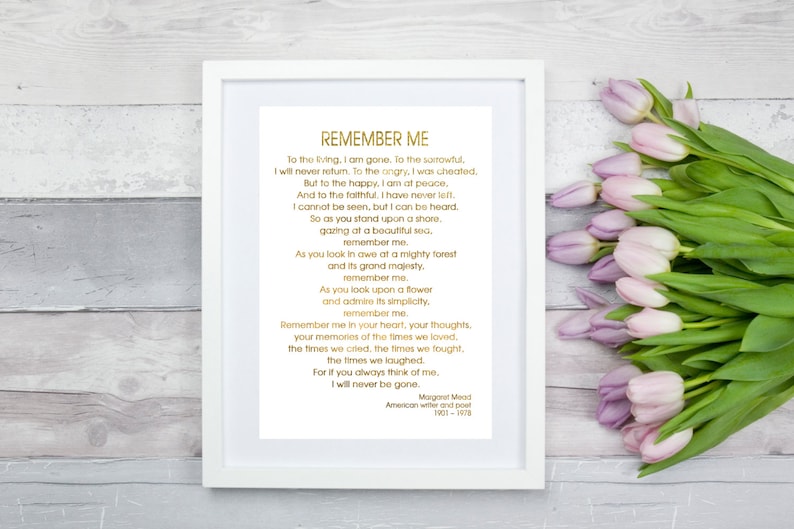 Remember Me Memorial Poem, Memorial Art, Memorial Poem Print ...