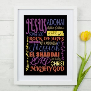 Names of Jesus Christian Printable Wall Art, Two Print Bundle Jesus God ...