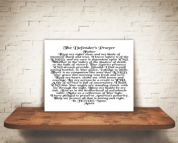 Printable Military Defender's Prayer Art Print | Etsy