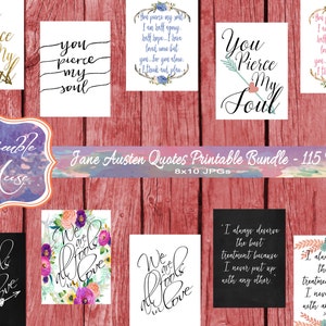 Jane Austen Printables Bundle, Jane Austen Quotes, Pride and Prejudice ...