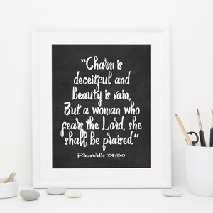 Proverbs 31, Scripture Printable Wall Art, Chalkboard Scripture ...