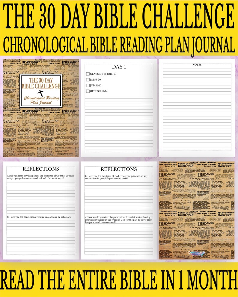 The 30 Day Bible Challenge Printable Bible Reading Plan, Chronological ...