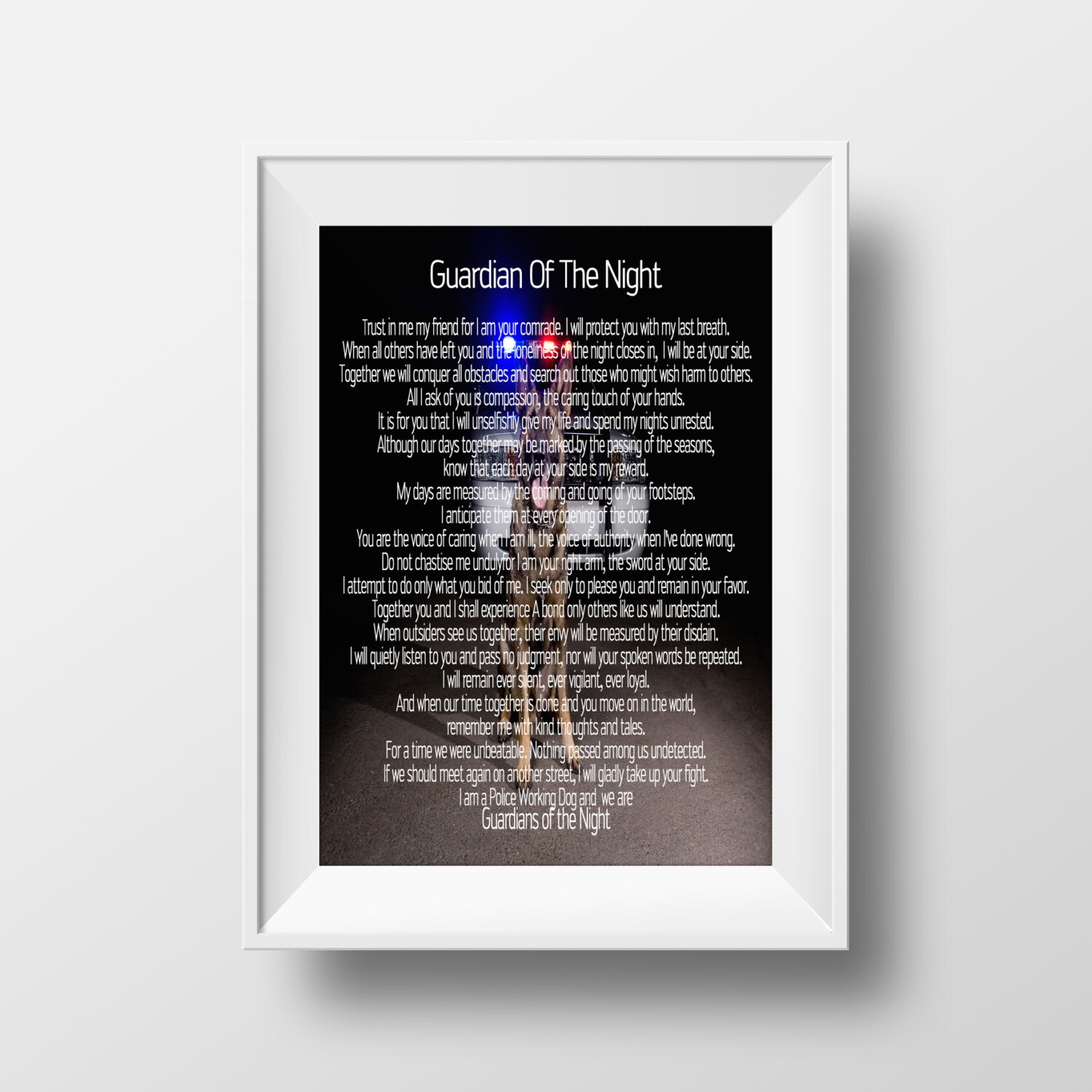 K9 Officer Gift, Guardian of the Night Poem, Law Enforcement K9 Police ...