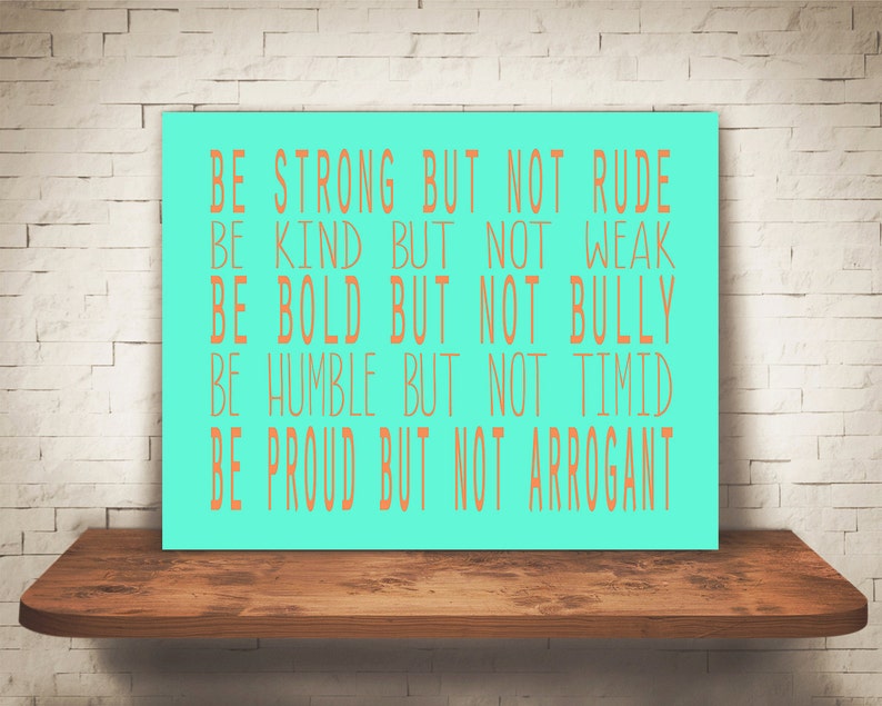Be Strong but Not Rude Motivational Quote Peach and Mint - Etsy
