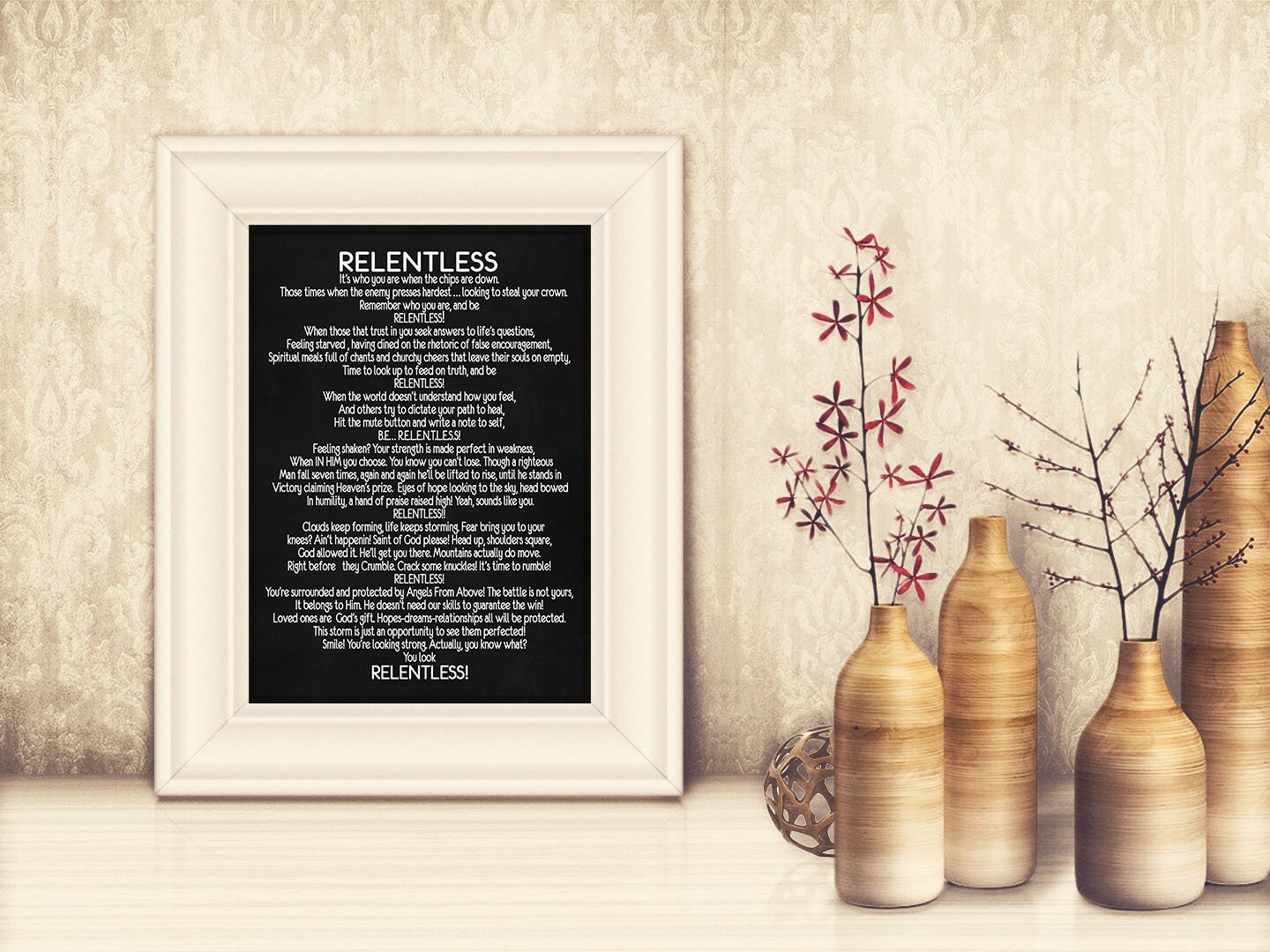 Relentless Christian Poem Print, Motivational Wall Art (digital ...