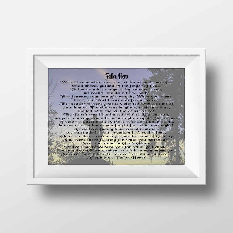 Memorial Day Art Printable Bundle, Bereavement Poem Print, Fallen ...