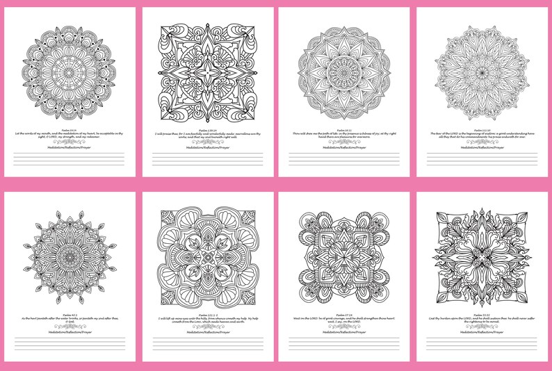 Printable Mandalas and Psalms Journaling Coloring Book, 60 Adult ...