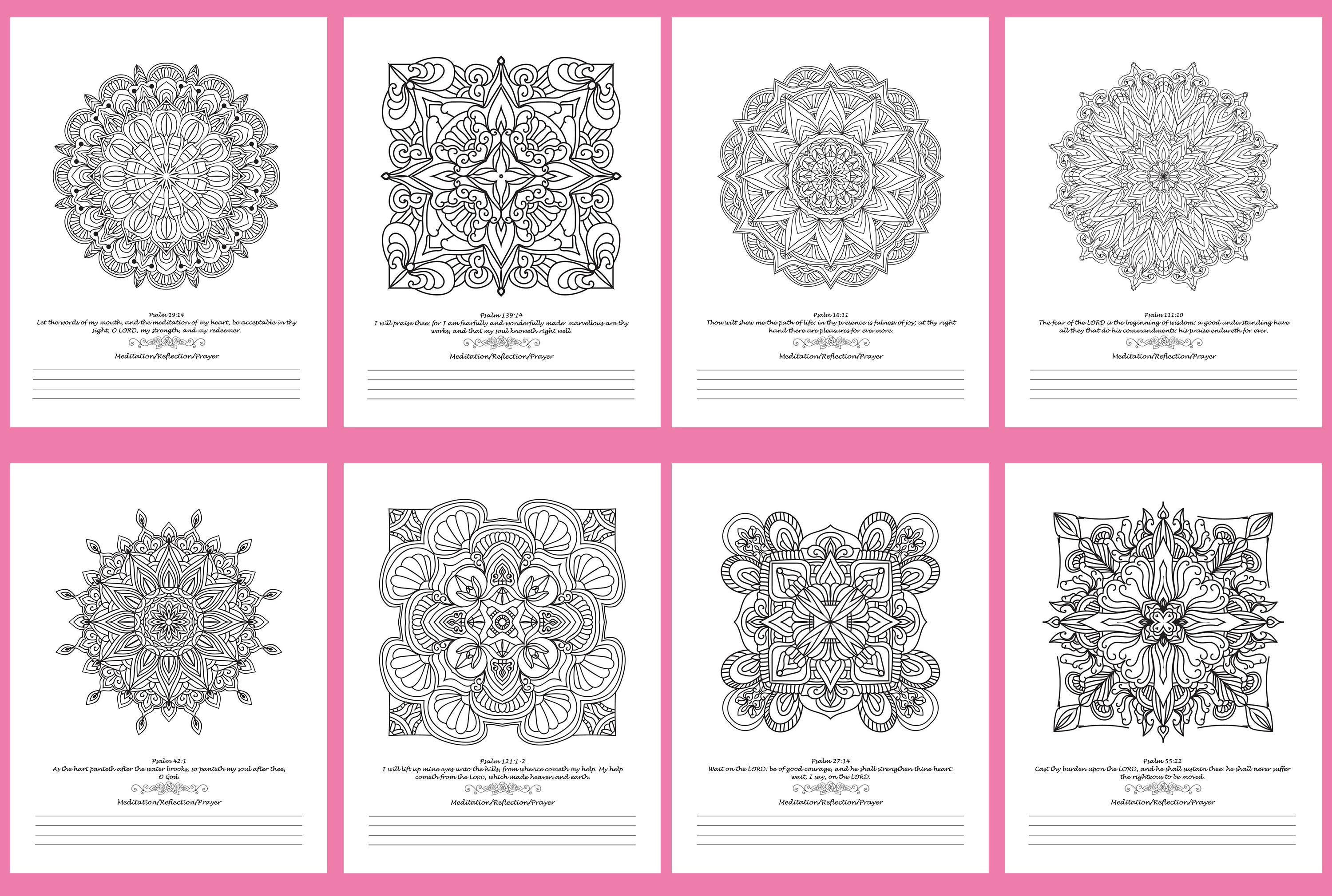 Mandala Psalms Coloring Book, Christian Bible Verse Journal (digital ...