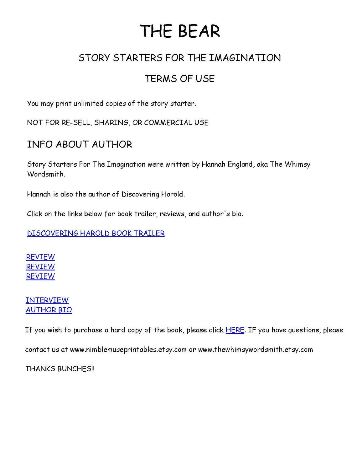 Bear Story Starter, Writing Prompts, Kids Writing Activity Worksheets ...