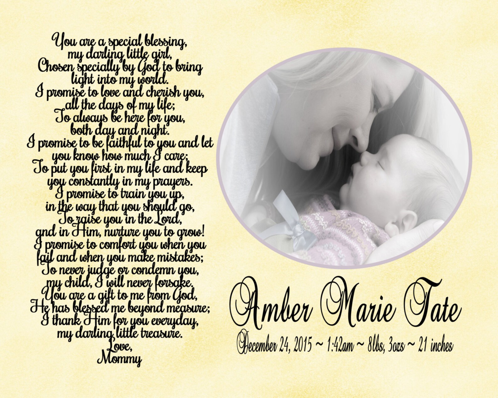 Personalized Baby Girl Poem, Digital Personalized Baby Poem ...
