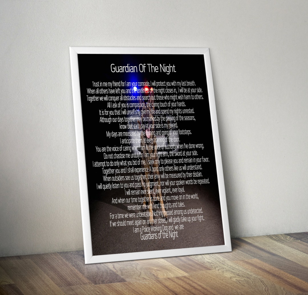 K9 Officer Gift, Guardian of the Night Poem, Law Enforcement K9 Police ...
