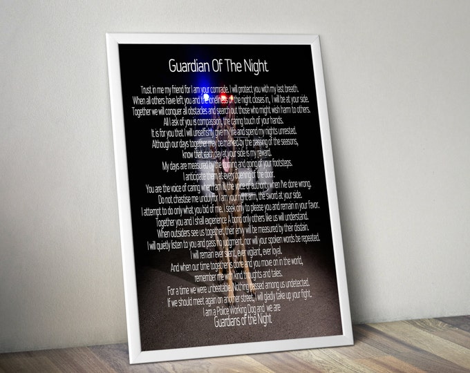 K9 Officer Gift Guardian of the Night Poem Law Enforcement - Etsy