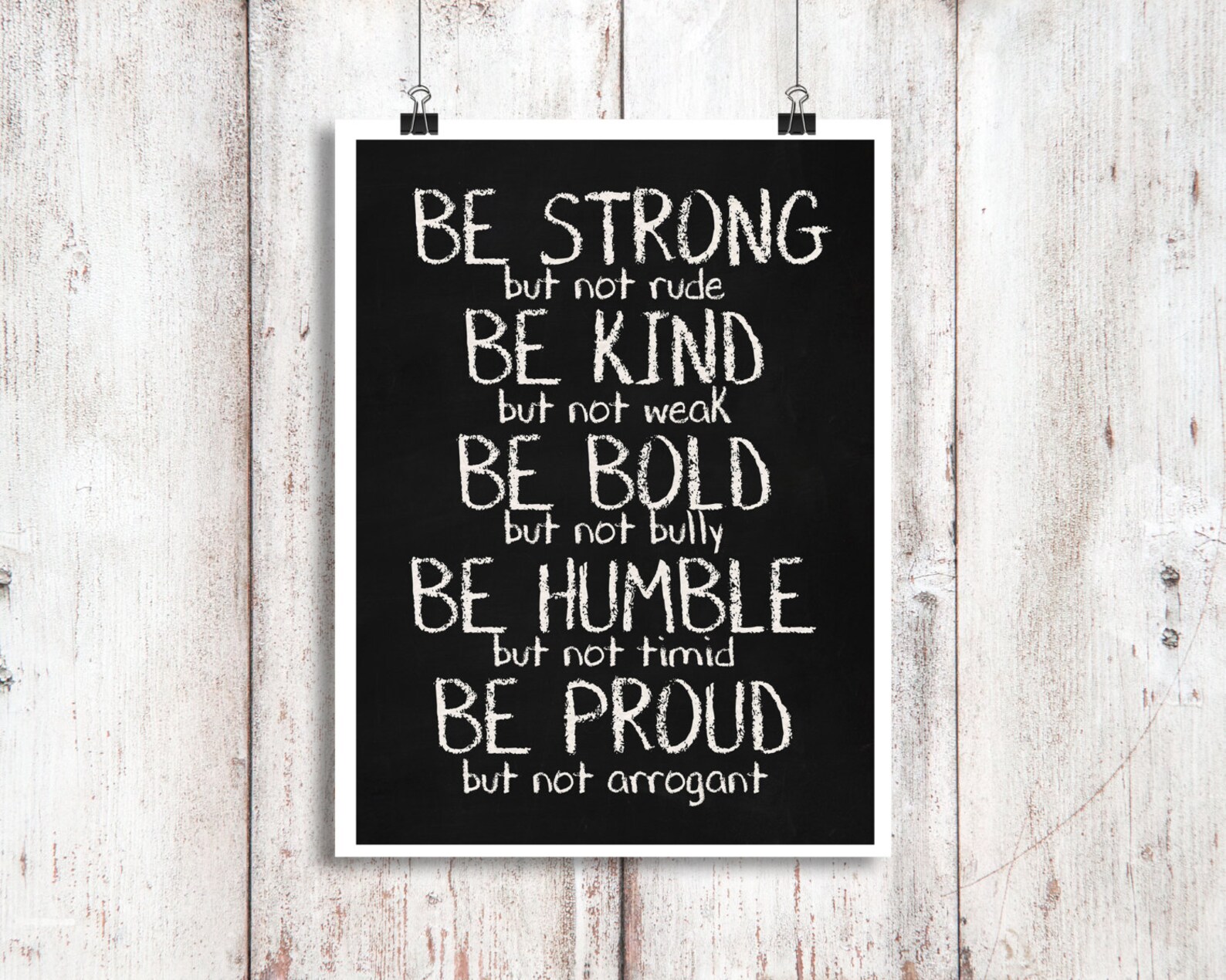 Printable Art, Be Strong but Not Rude, Motivational Quote, Chalkboard ...