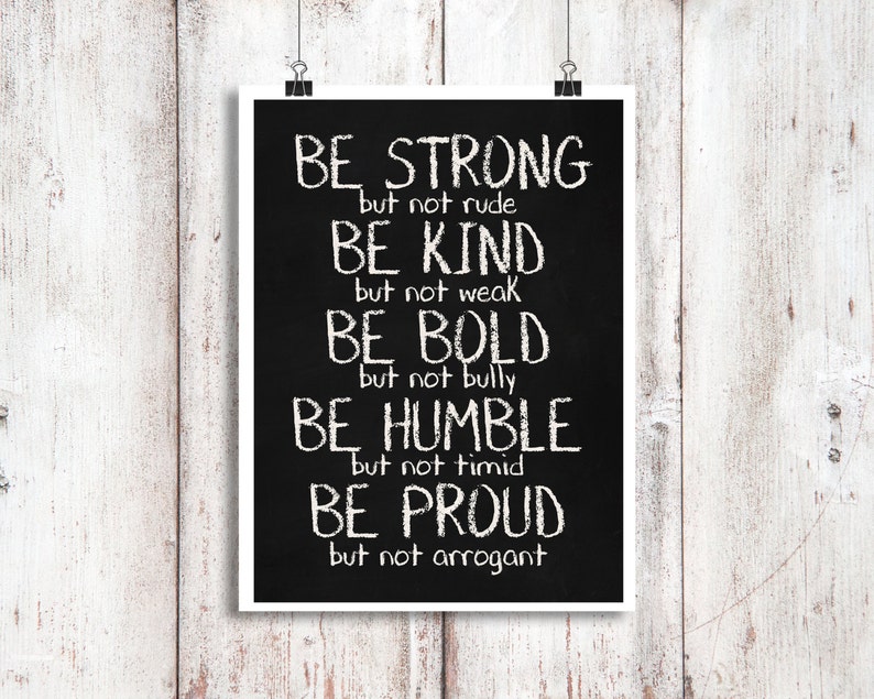 Printable Art, Be Strong but Not Rude, Motivational Quote, Chalkboard ...