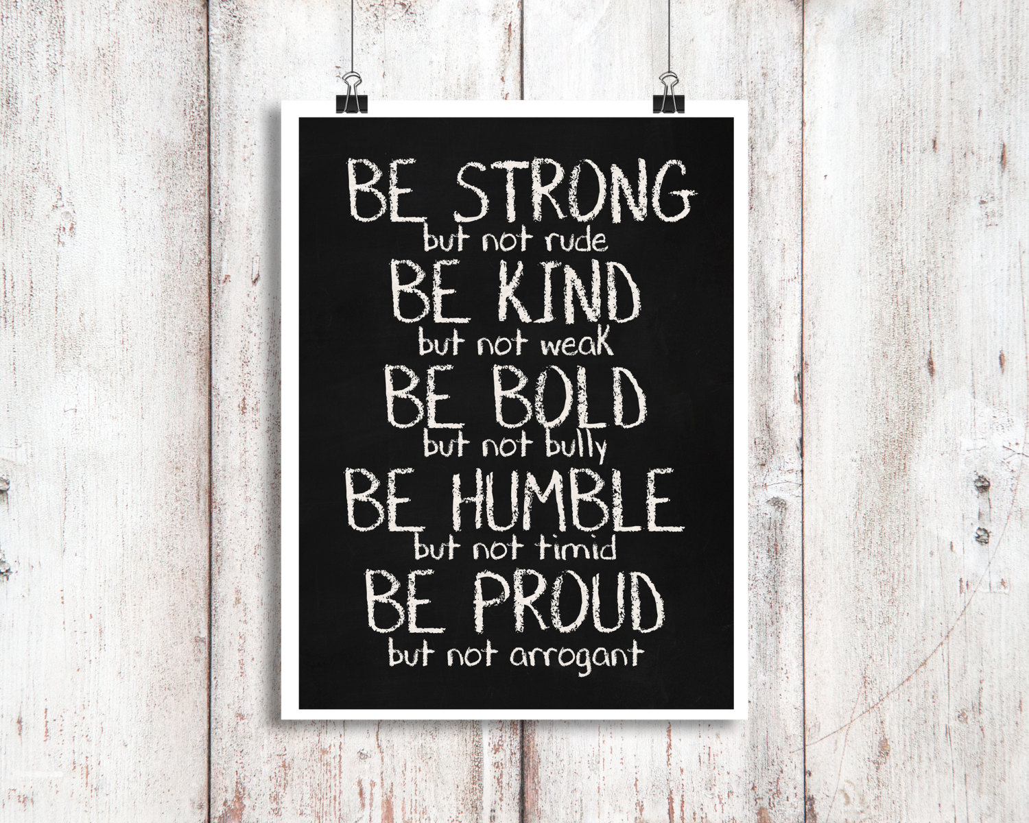 Printable Art, Be Strong but Not Rude, Motivational Quote, Chalkboard ...