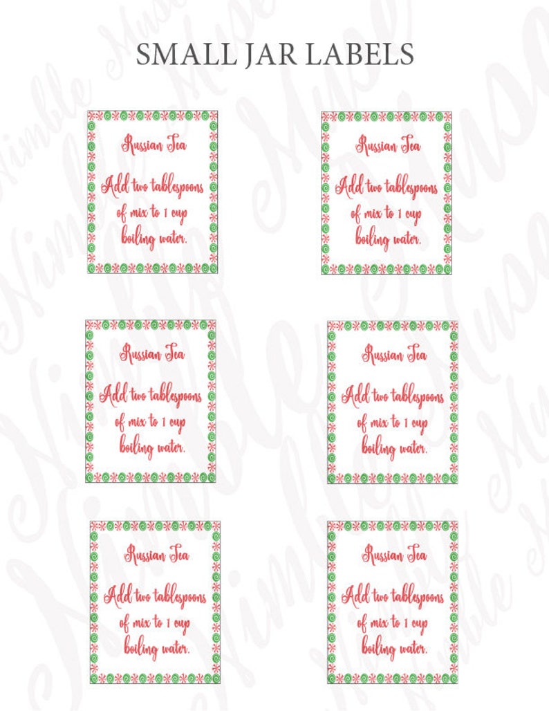 Russian Tea Mix Gift Kit, Christmas Gift in A Jar Recipe, DIY Gift in A ...