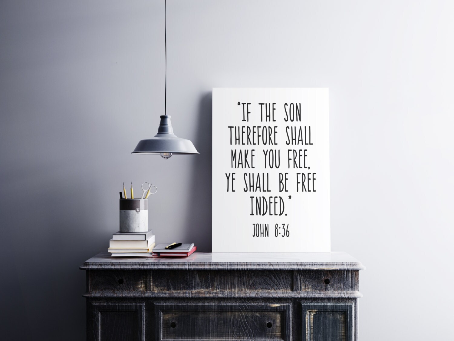 John 8:36, Bible Verse Art Print, Minimalist Scripture Wall Art ...