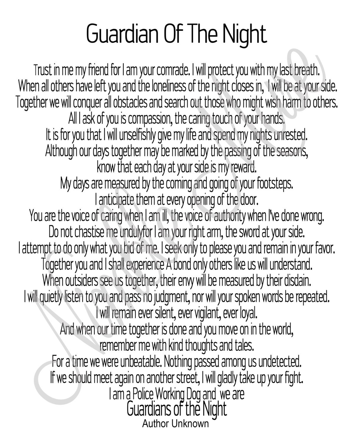 I Am The Police Poem