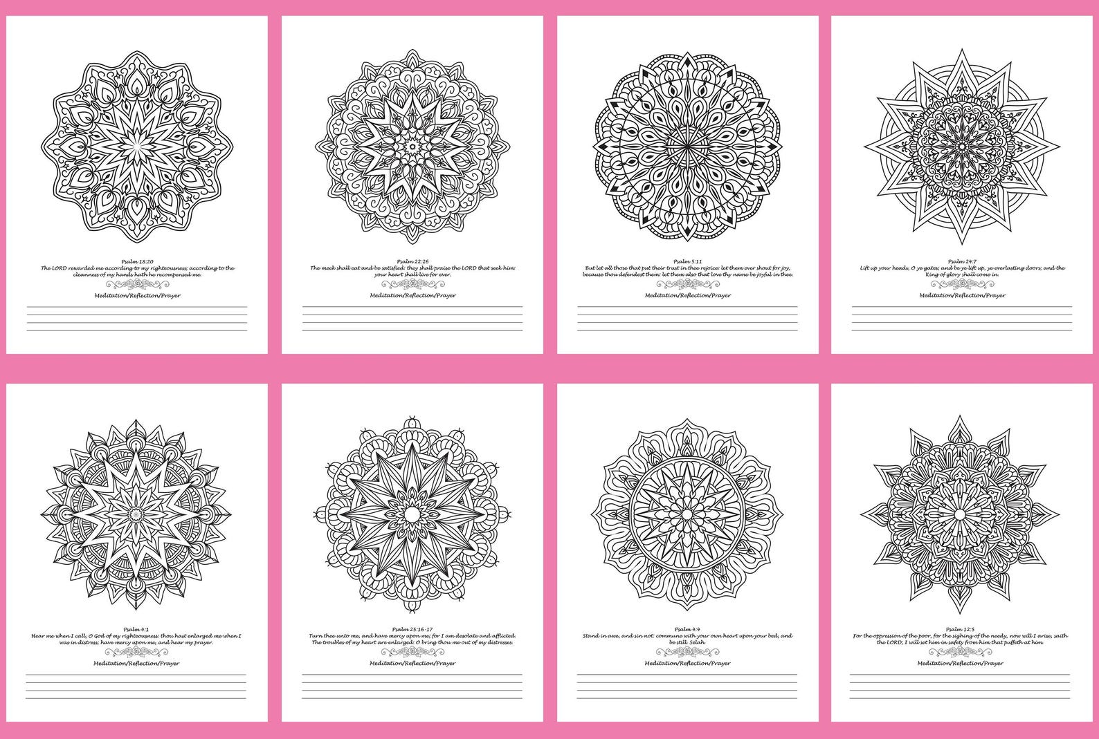 Mandala Psalms Coloring Book, Christian Bible Verse Journal (digital ...
