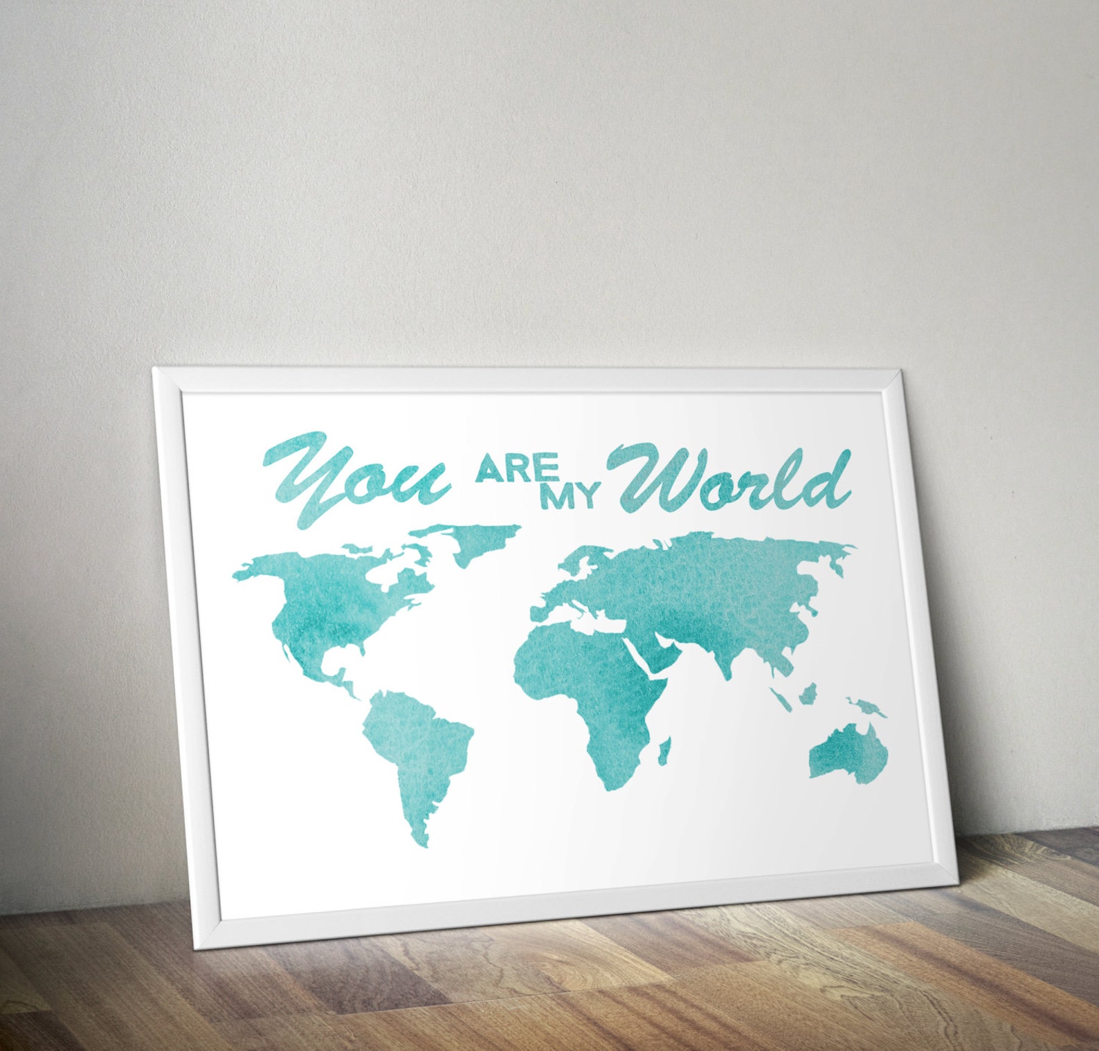 Digital Map Quote, Couple Map Quote, You Are My World Art Print ...