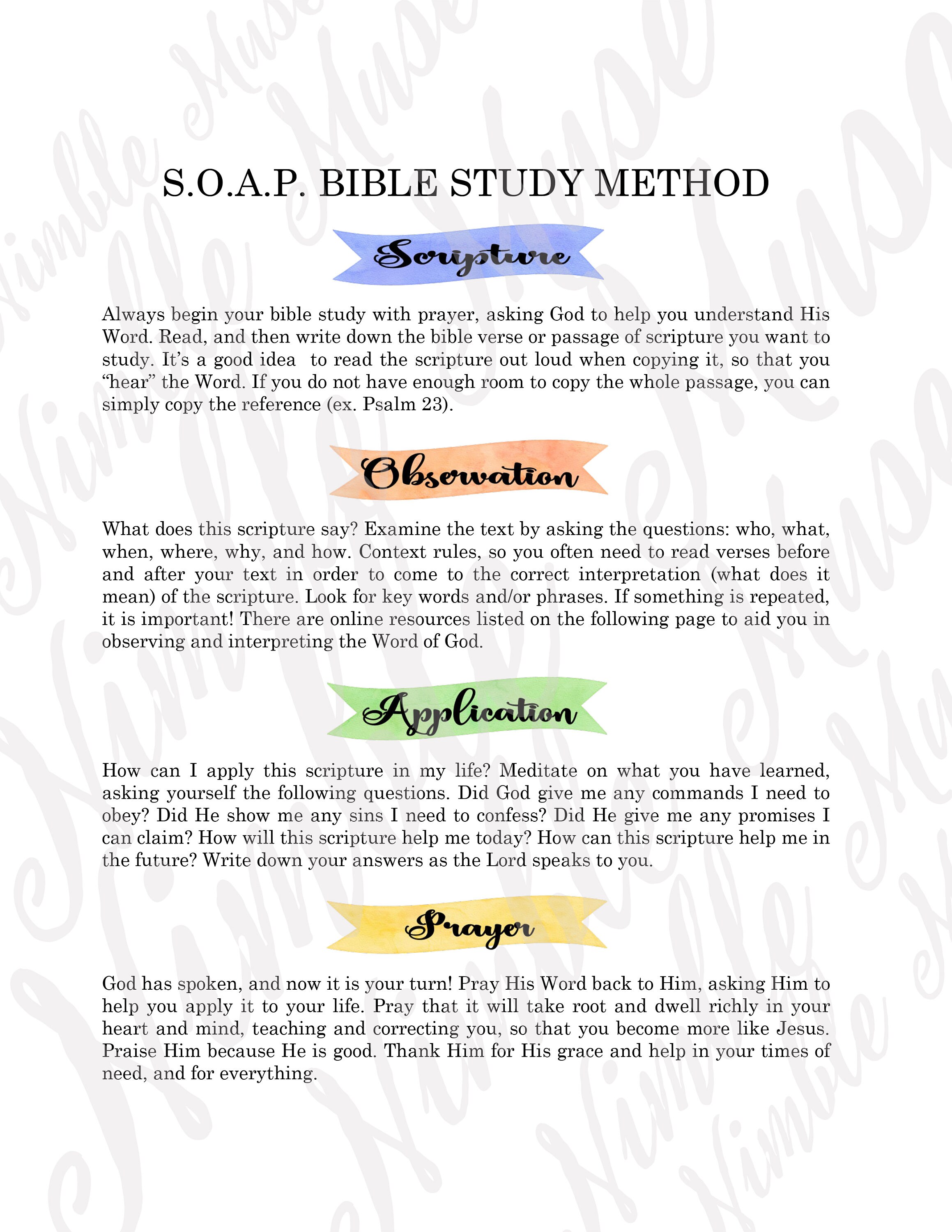 SOAP Bible Study Printable, 8.5x11 S.O.A.P. Journaling Pages, Bible ...