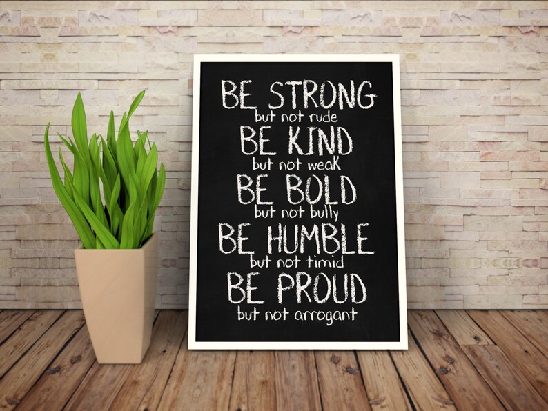 Printable Art, Be Strong but Not Rude, Motivational Quote, Chalkboard ...