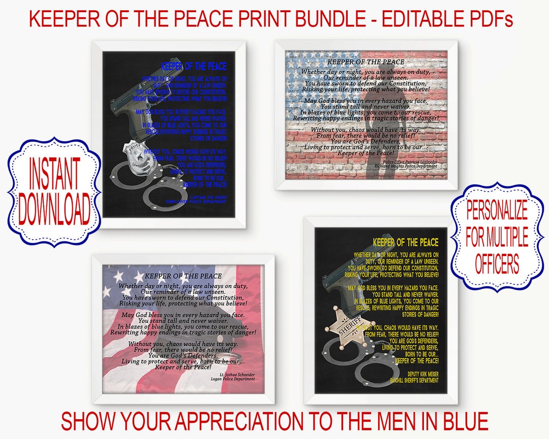 Personalized Police Officer Appreciation Print Bundle (editable PDF) - Etsy