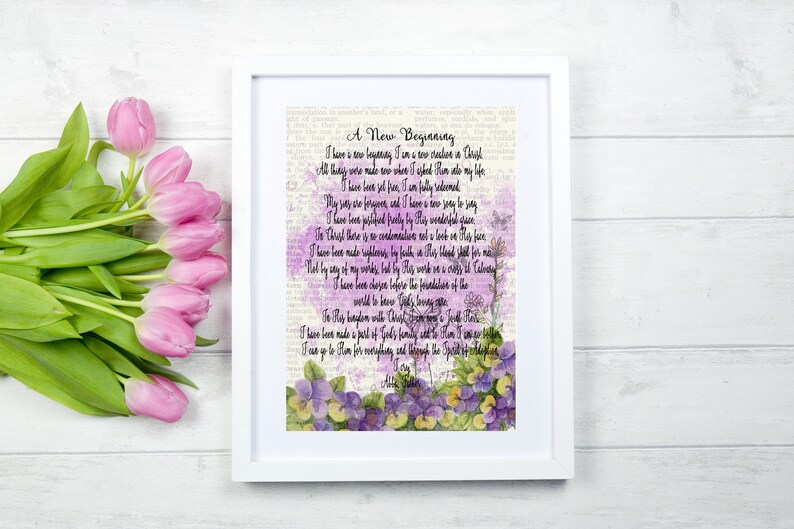 A New Beginning Christian Poem Print With Butterflies, New Believer's ...