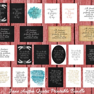 Jane Austen Printables Bundle, Jane Austen Quotes, Pride and Prejudice ...