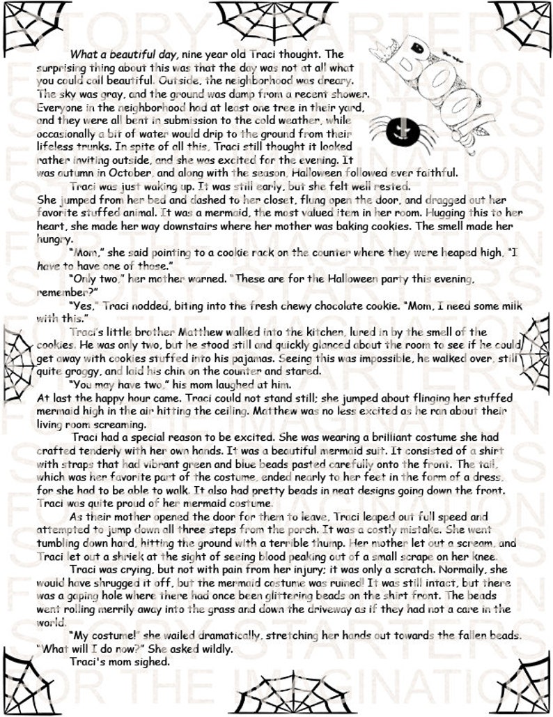 Halloween Story Starter, Writing Prompt, Kids Halloween Writing ...