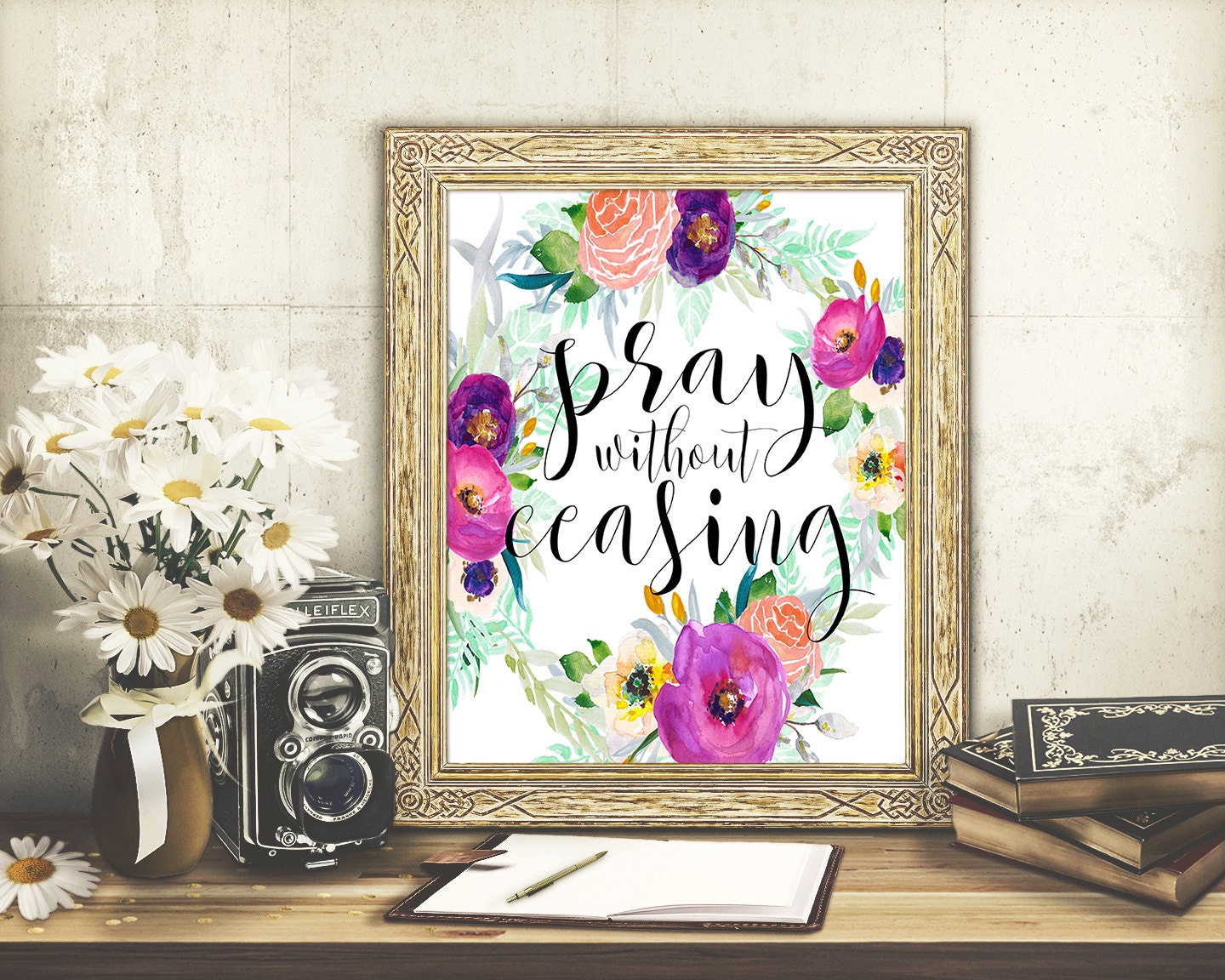 Floral Scripture Wall Art, Prayer Art Print, Prayer Scripture, Digital ...