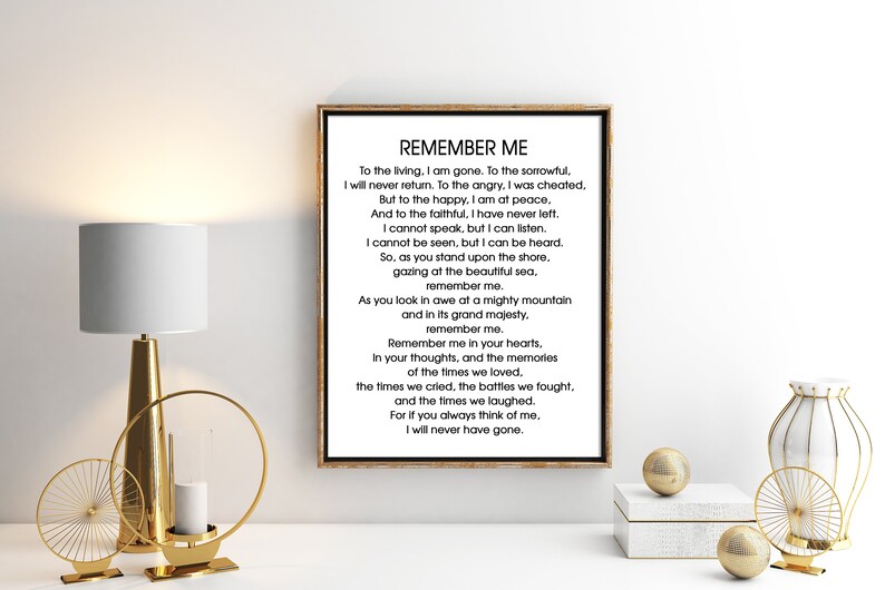 Remember Me Memorial Poem, Memorial Art, Memorial Poem Print ...