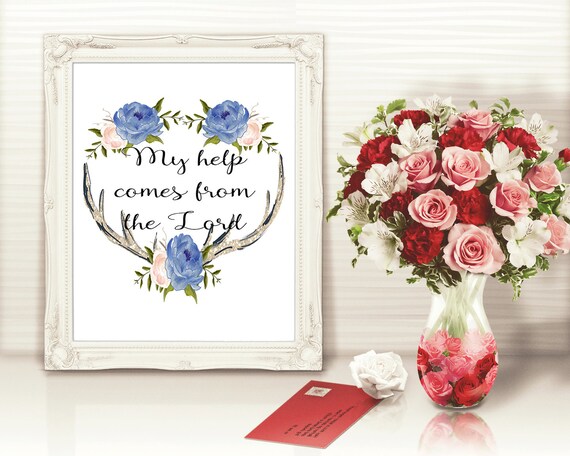 Psalm 121:2 Bible Verse Art Prints Floral Scripture Wall - Etsy