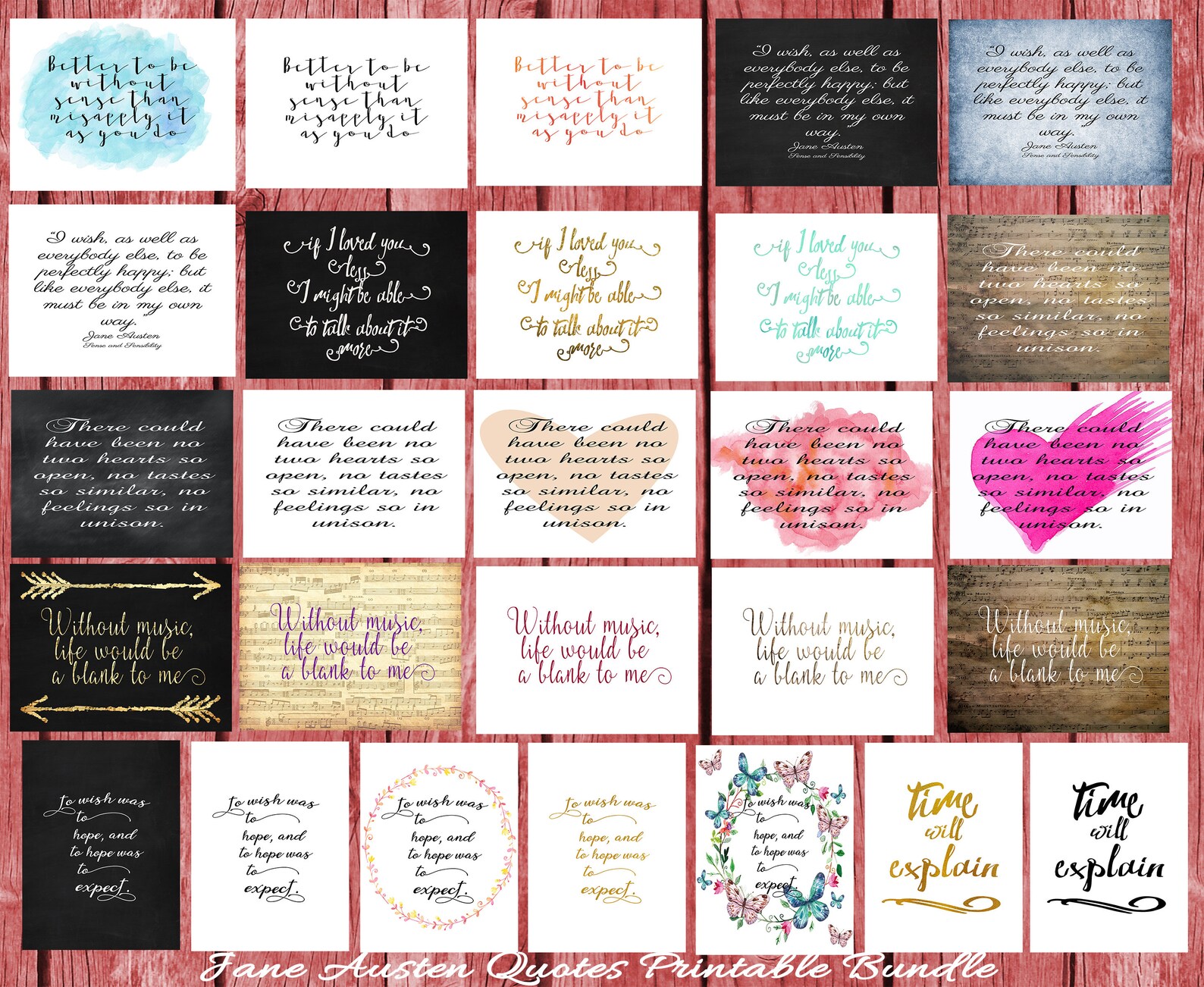 Jane Austen Printables Bundle, Jane Austen Quotes, Pride and Prejudice ...