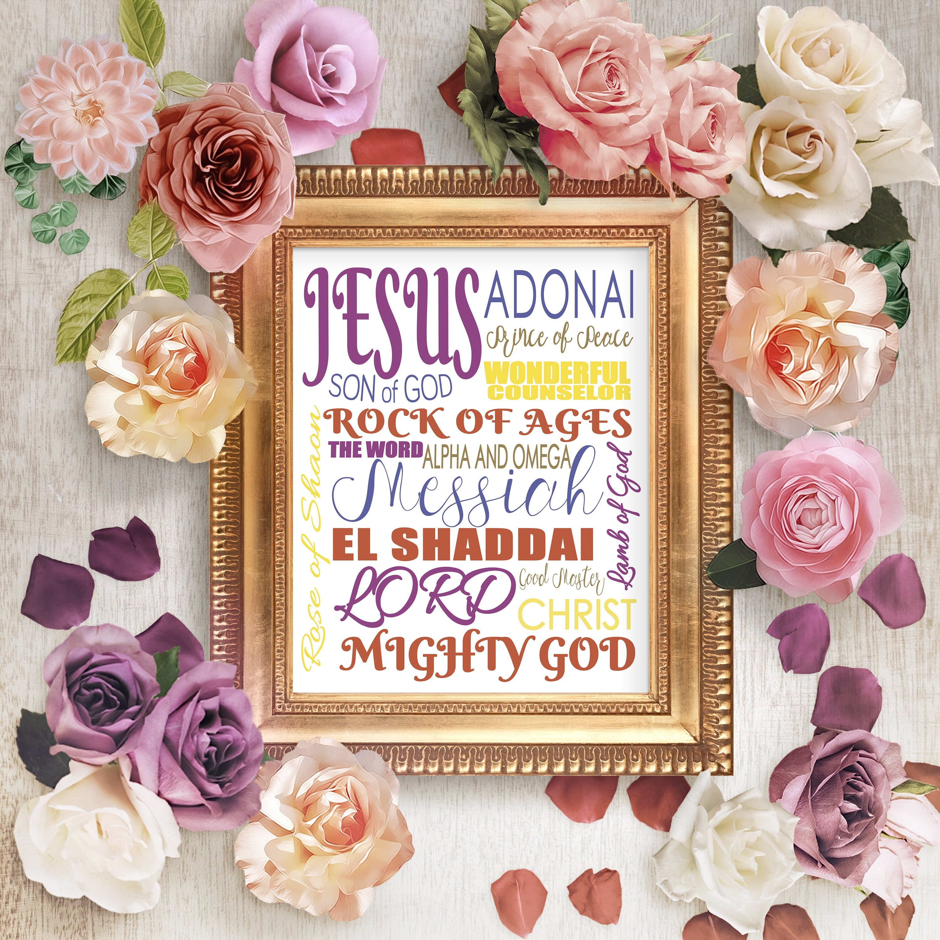 Names of Jesus Christian Printable Wall Art, Two Print Bundle Jesus God ...