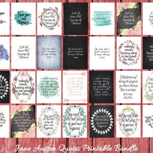 Jane Austen Printables Bundle, Jane Austen Quotes, Pride and Prejudice ...