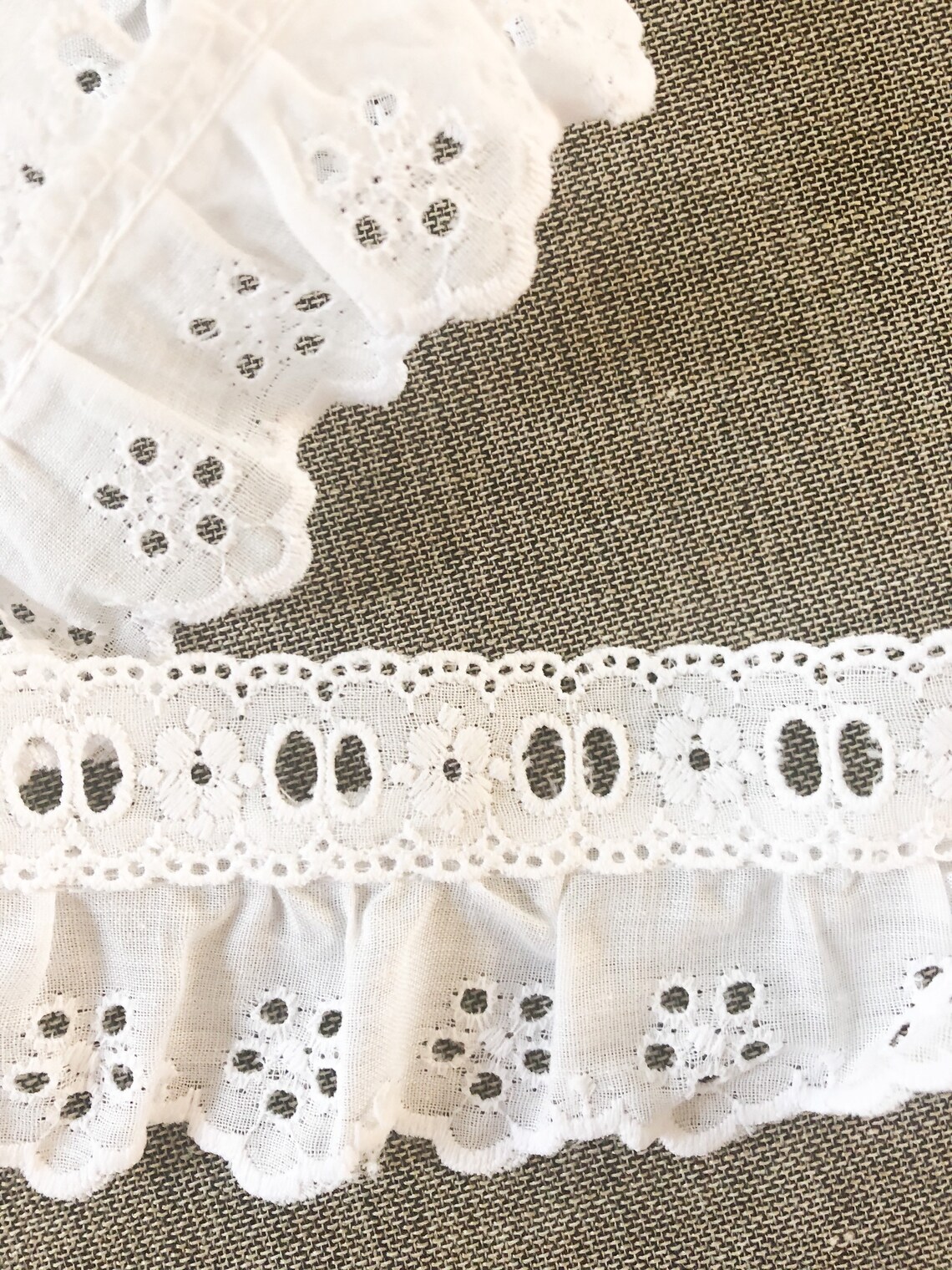 Vintage lace trim white cotton embroidered and eyelet trim | Etsy