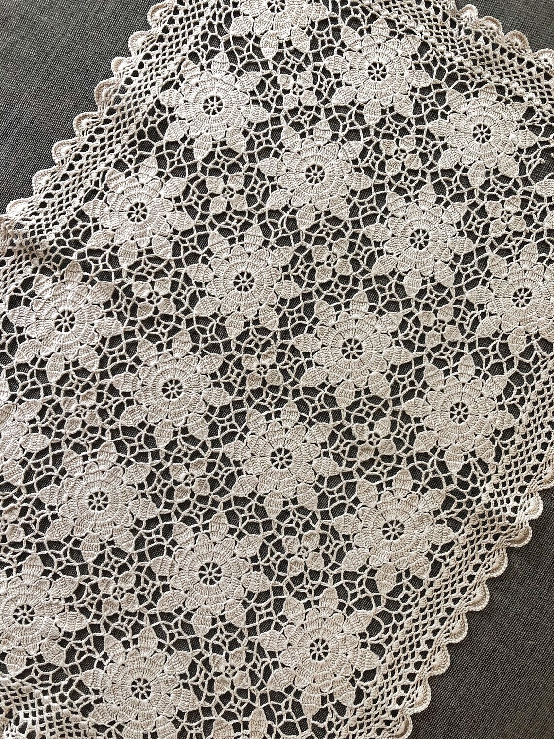 Vintage Crochet Doily Ecru Rectangular Vintage Cotton Doily - Etsy