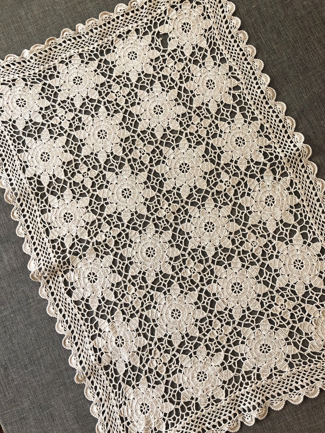 Vintage Crochet Doily Ecru Rectangular Vintage Cotton Doily - Etsy