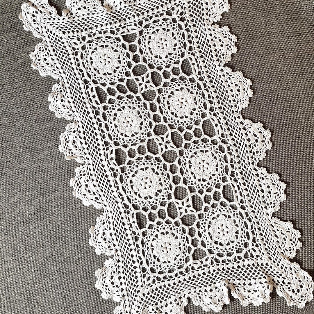 Vintage Crochet Doily, White Rectangular Floral Vintage Cotton Doily - Etsy