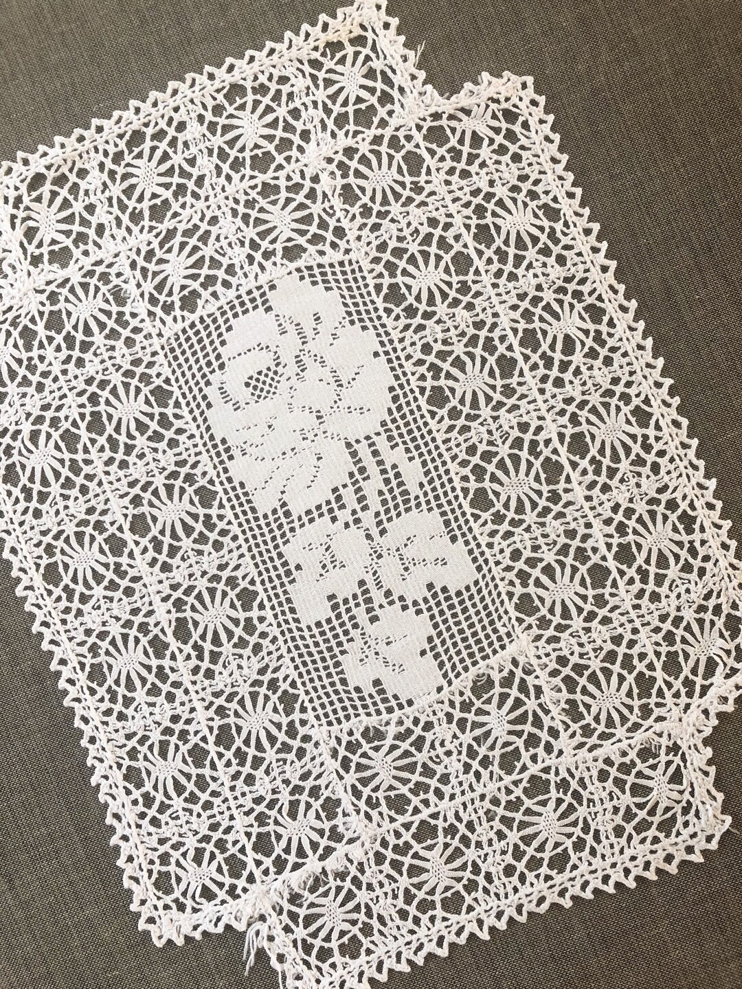 Vintage Bobbin Lace Doily Rectangular Rose Bobbin Lace Doily - Etsy
