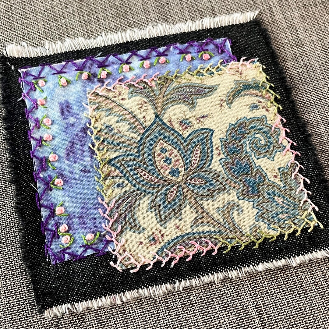 Fabric Patch, Hand Sewn Patch Embellishment With Vintage Fabric ...