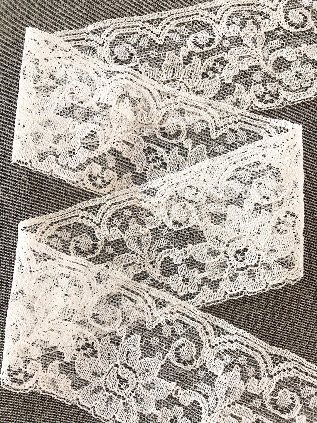 Vintage Lace Trim, Fine White Floral Net Lace 2.75" Wide - Etsy