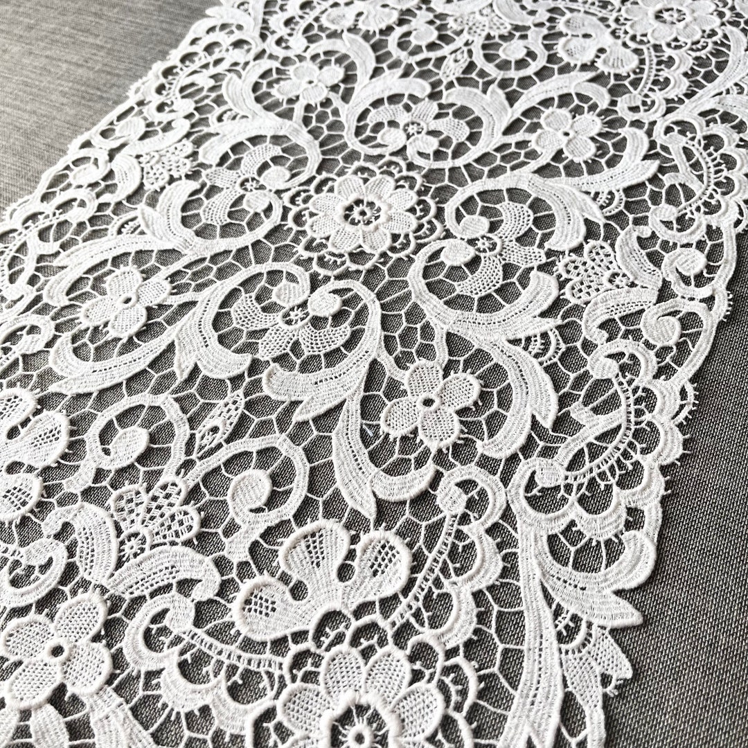 Vintage Schiffli Lace Doily, Rectangular Antique White Net and Lace ...