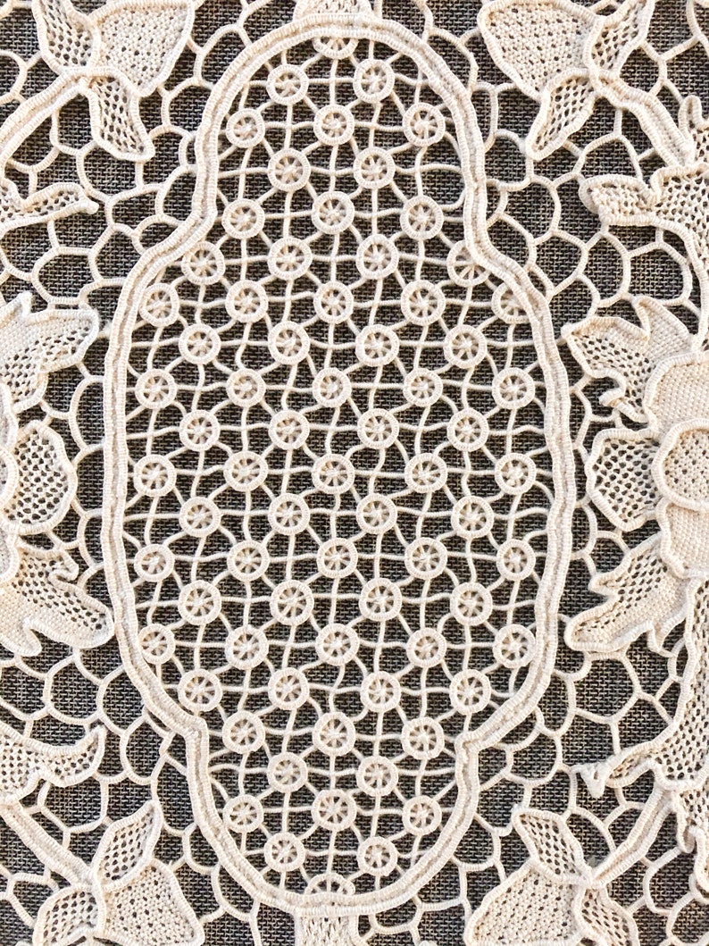 Vintage Lace Doily needle lace doily oval ecru doily vintage | Etsy