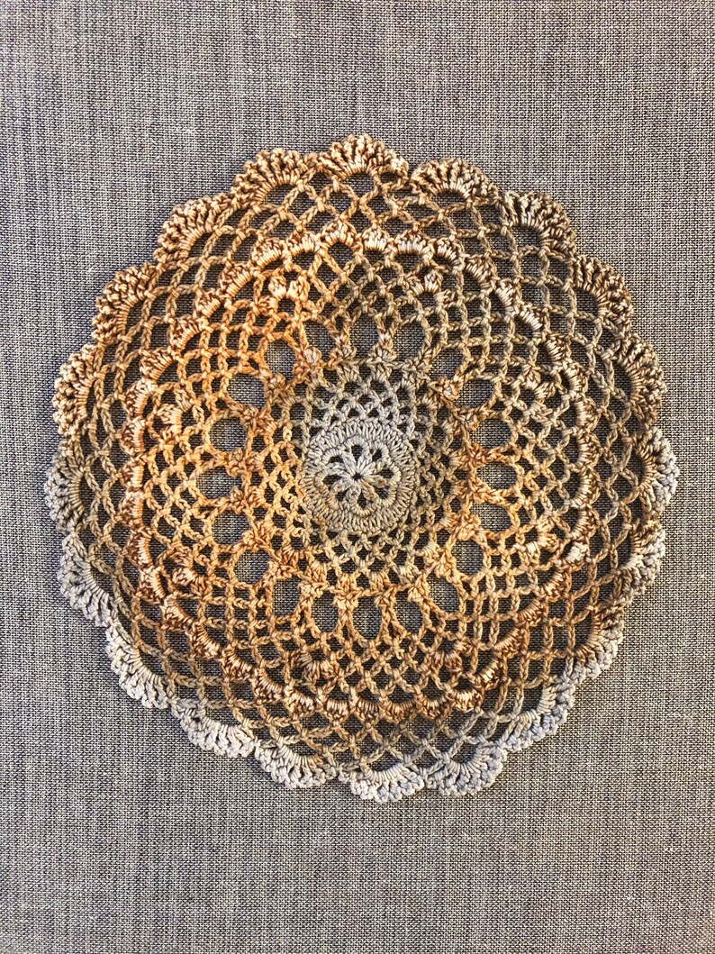 Hand Dyed Round Vintage Doily Vintage Lace Doily Eco and Rust | Etsy