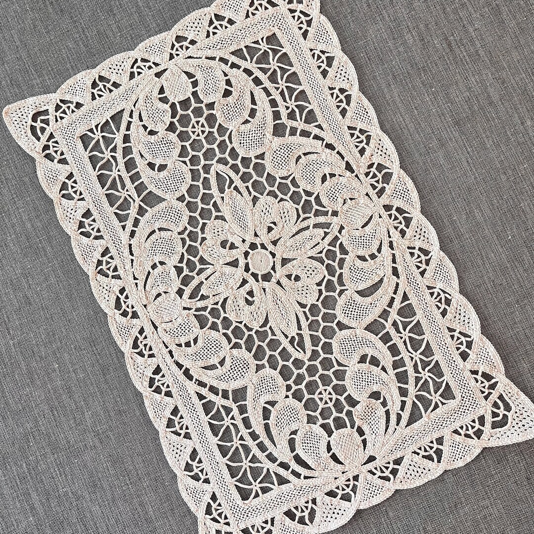 Vintage Lace Doily, Cream Needle Lace Doily Rectangular Doily - Etsy
