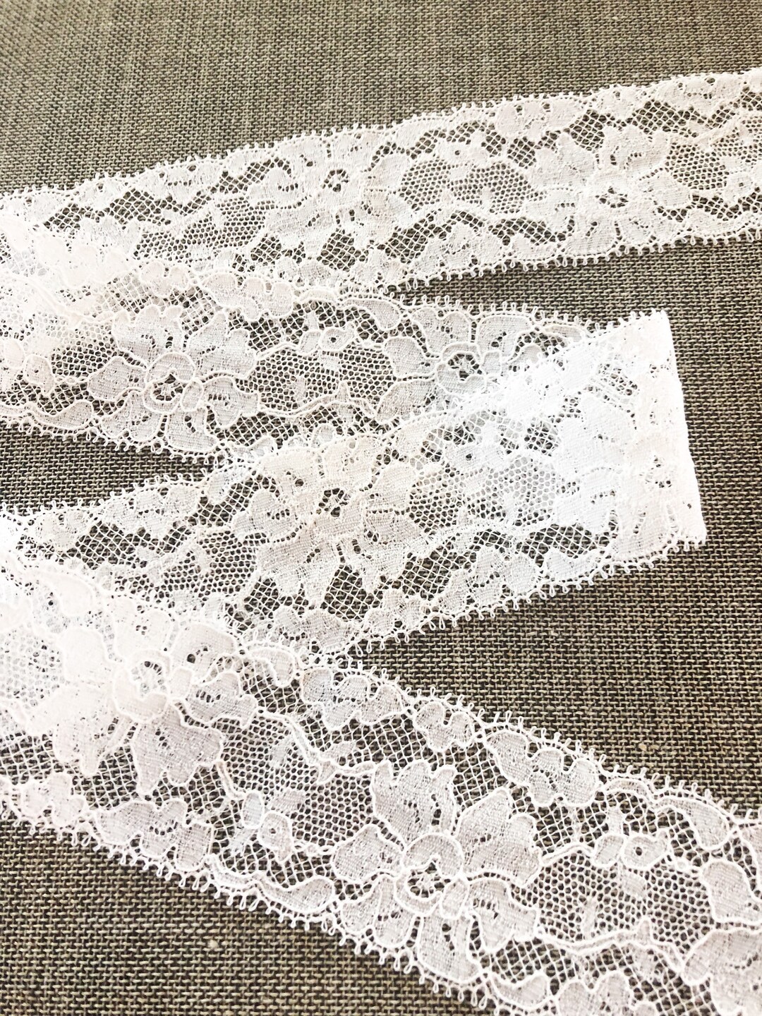 Vintage Lace Trim, Fine White Floral Net Lace 1.25" Wide - Etsy