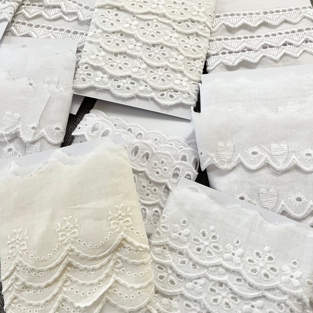 Vintage Eyelet Lace Trim, Lace Lengths for Craft, Sewing, Journals ...